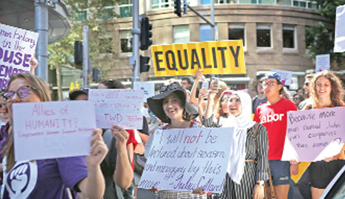 Thousands protest for gender equality in Australia