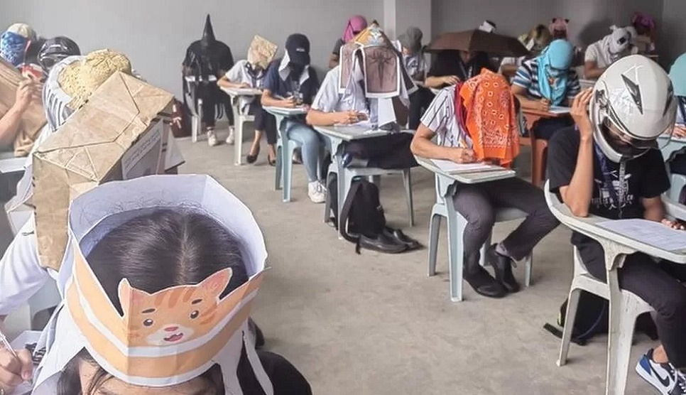 Exam 'anti-cheating' hats go viral in Philippines