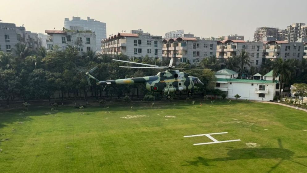 Temporary helipad set up in Bashundhara Residential Area