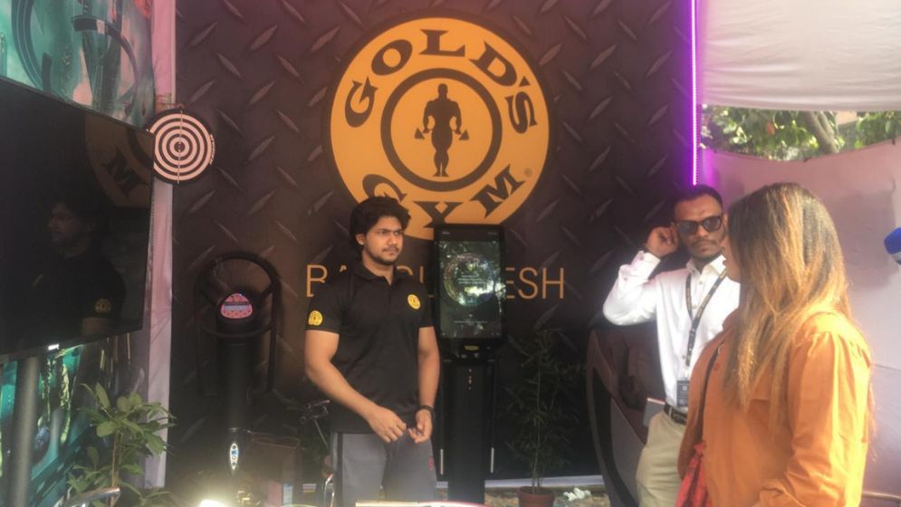 Gold’s Gym Bangladesh stall spotlights at Bijoy Mela in Dhanmondi