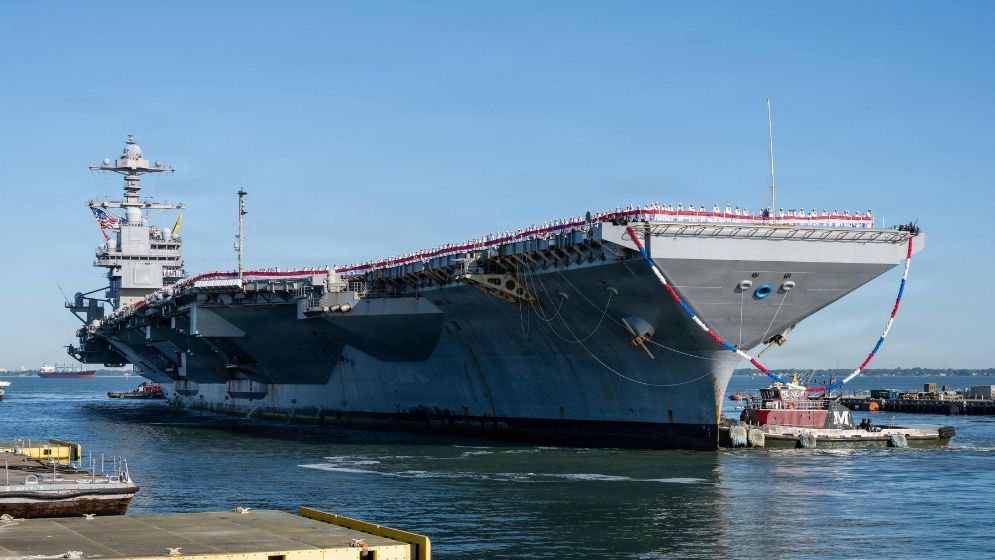 USS Gerald Ford aircraft carrier returns home after 326-day deployment