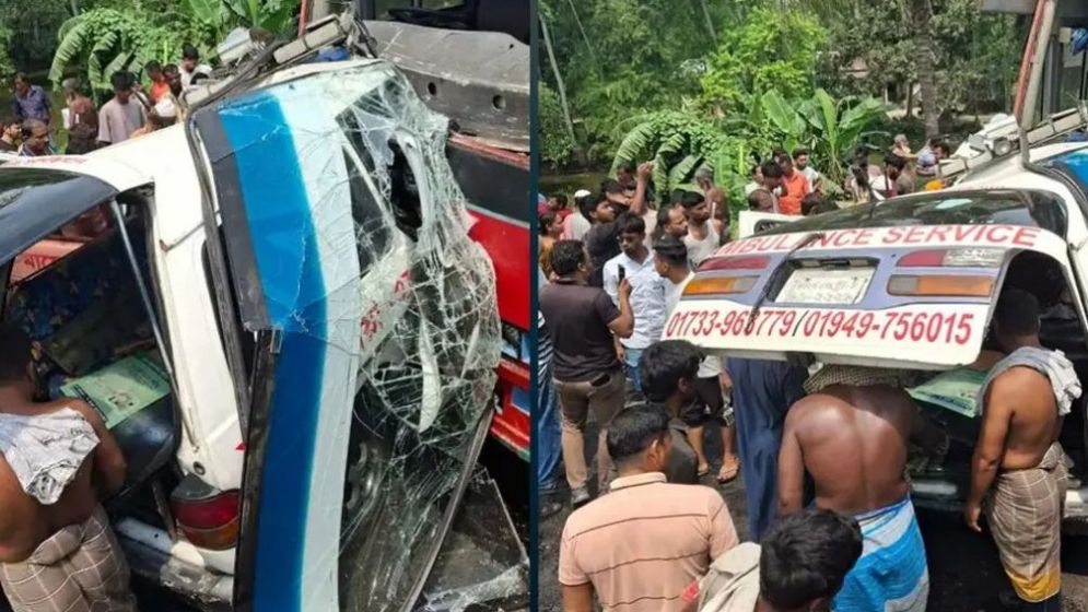 Five killed in bus-ambulance collision in Faridpur