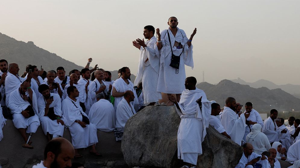 Pilgrims pray on Mount Arafat as hajj reaches peak